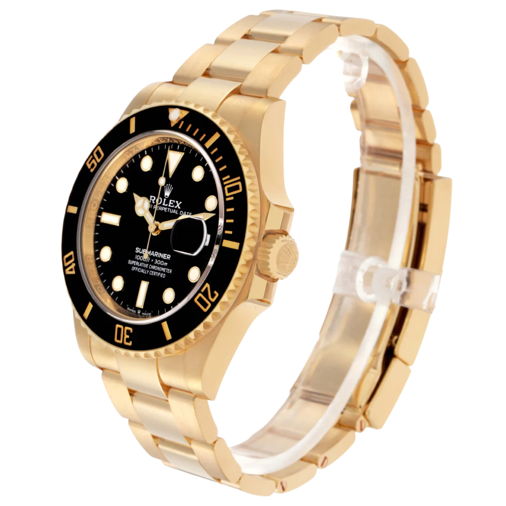 Rolex Submariner 41mm Yellow Gold Black Dial Bezel Mens Watch 126618 ...