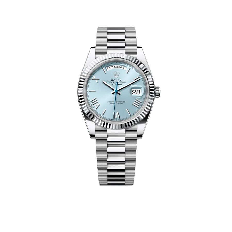 Rolex President Day-Date 40mm Ice Blue Dial Platinum Mens Watch 228236 ...