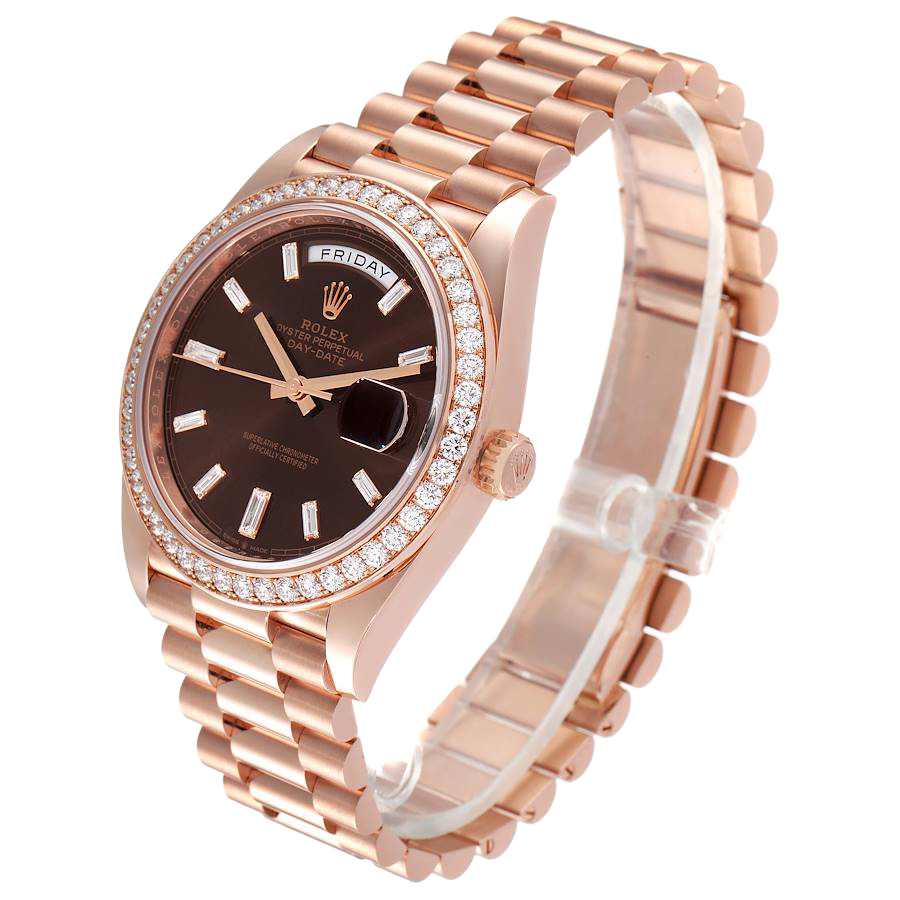 Rolex Day-Date 40mm President Rose Gold Diamond Mens Watch 228345 – ROLAXI