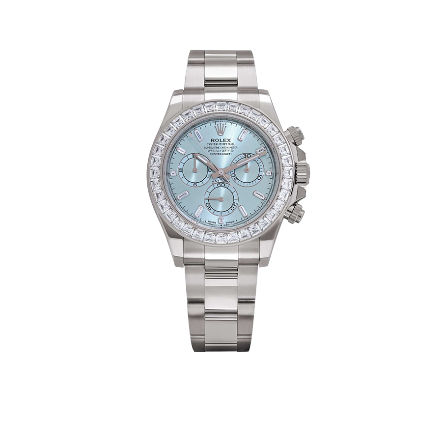 Rolex Daytona 126576TBR Platinum Ice Blue Diamond Dial Diamond Bezel ...