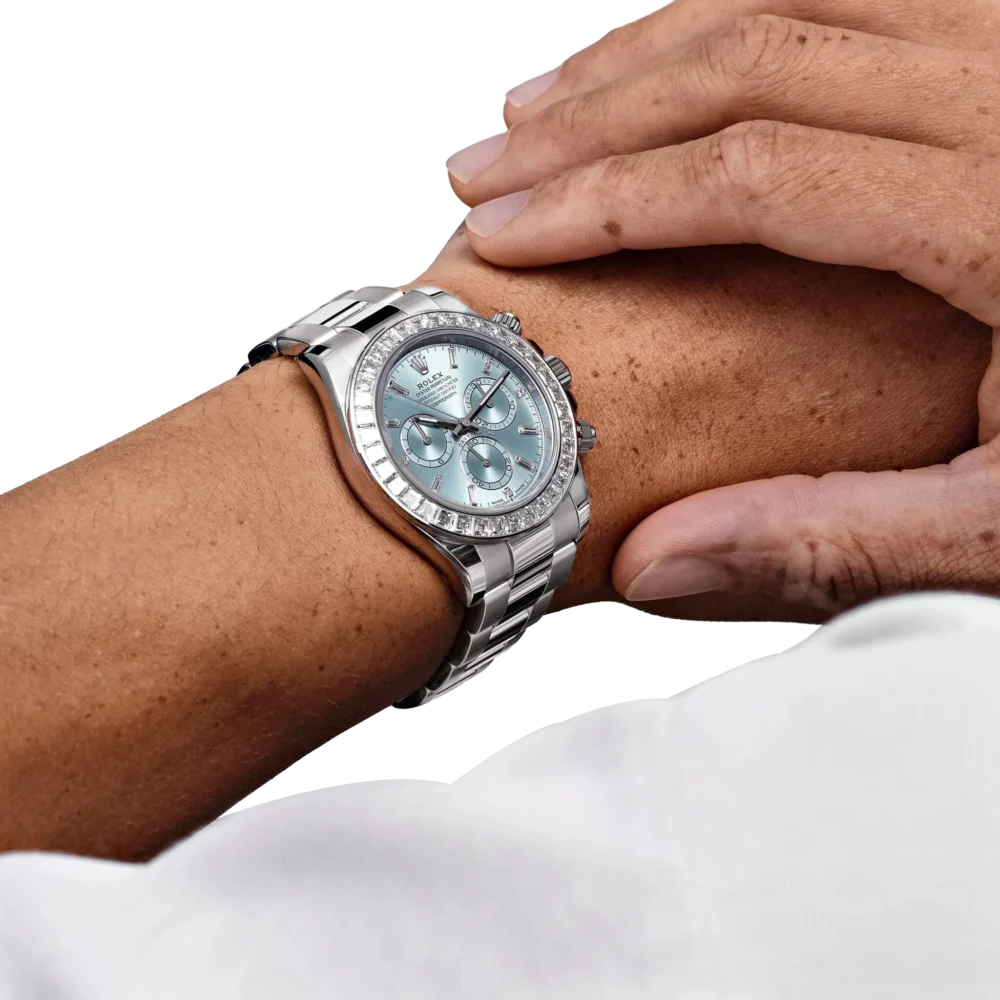 Rolex Daytona 126576TBR Platinum Ice Blue Diamond Dial Diamond Bezel ...