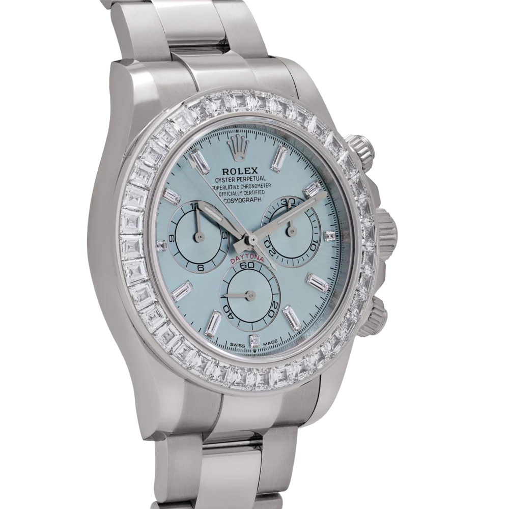 Rolex Daytona 126576TBR Platinum Ice Blue Diamond Dial Diamond Bezel ...